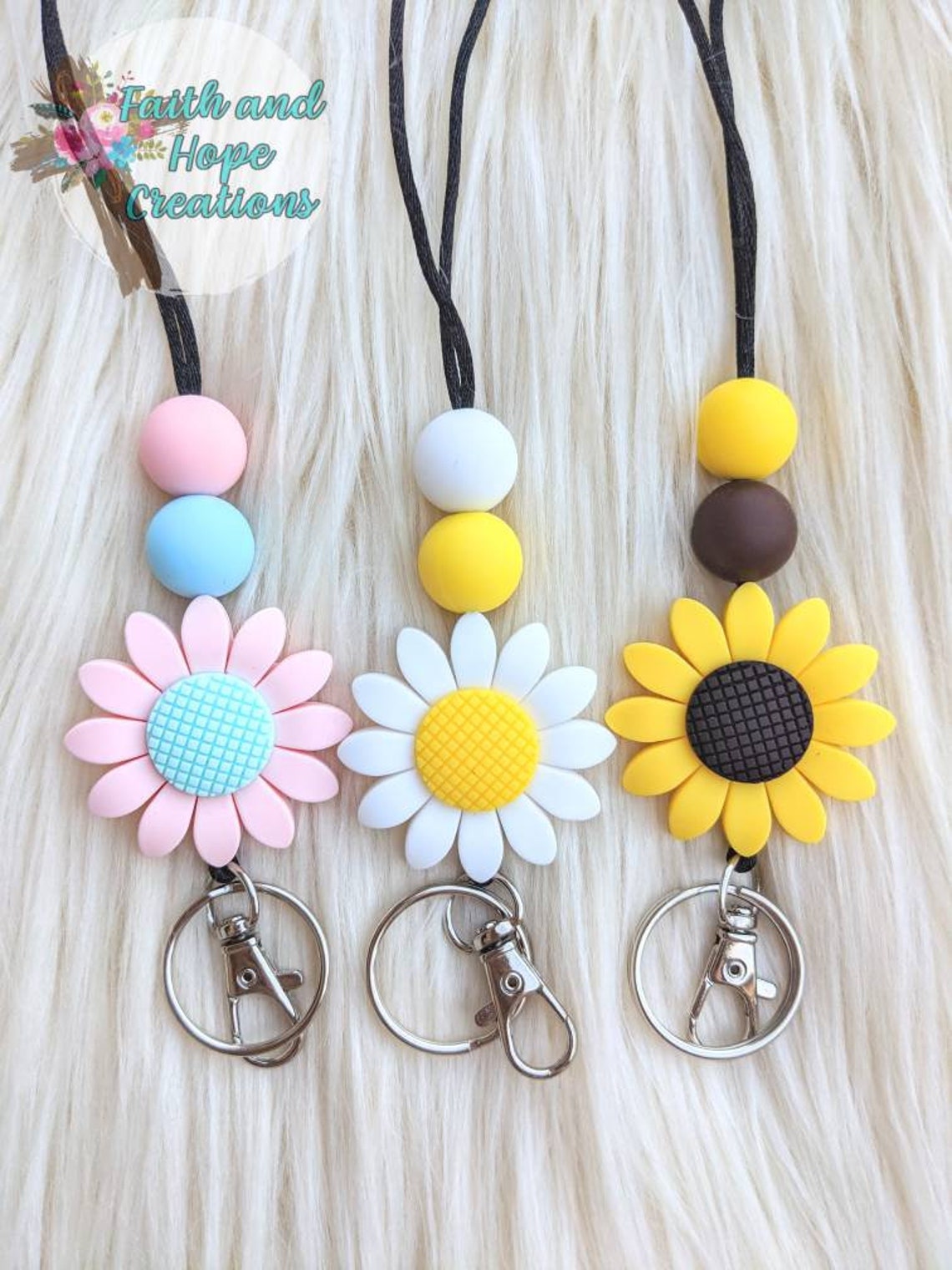 Sunflower/daisy Inspired Lanyard | Etsy