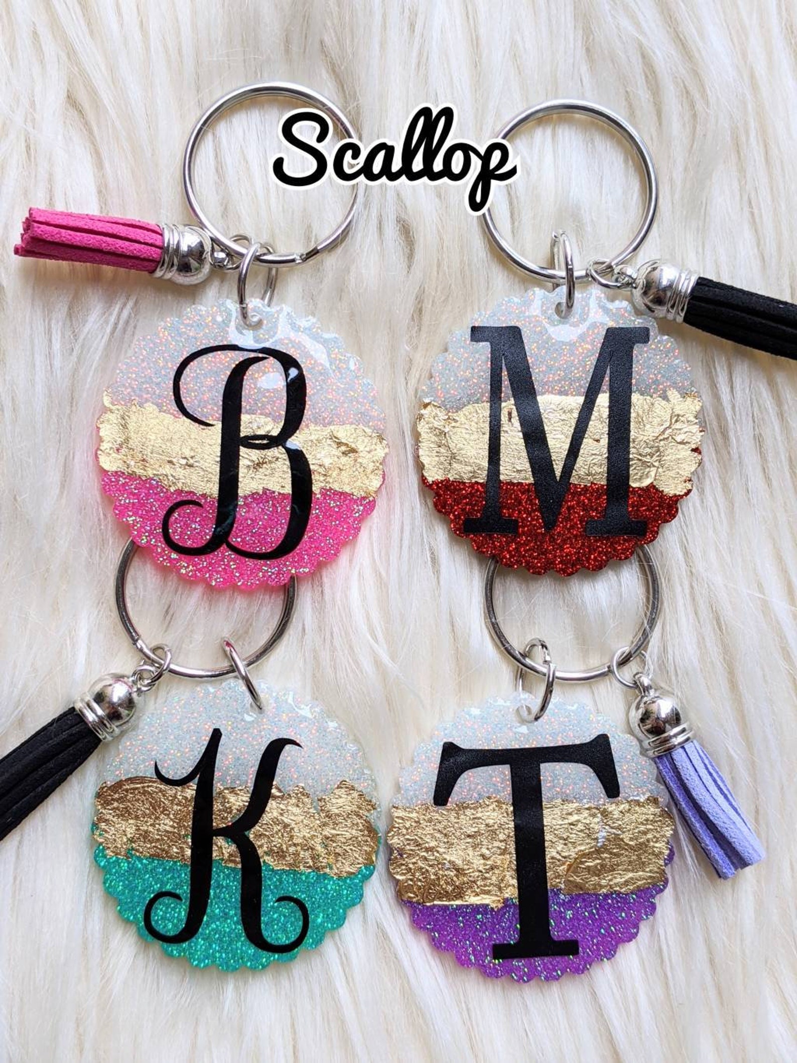Glitter and Gold Flake Initial Keychain - Etsy