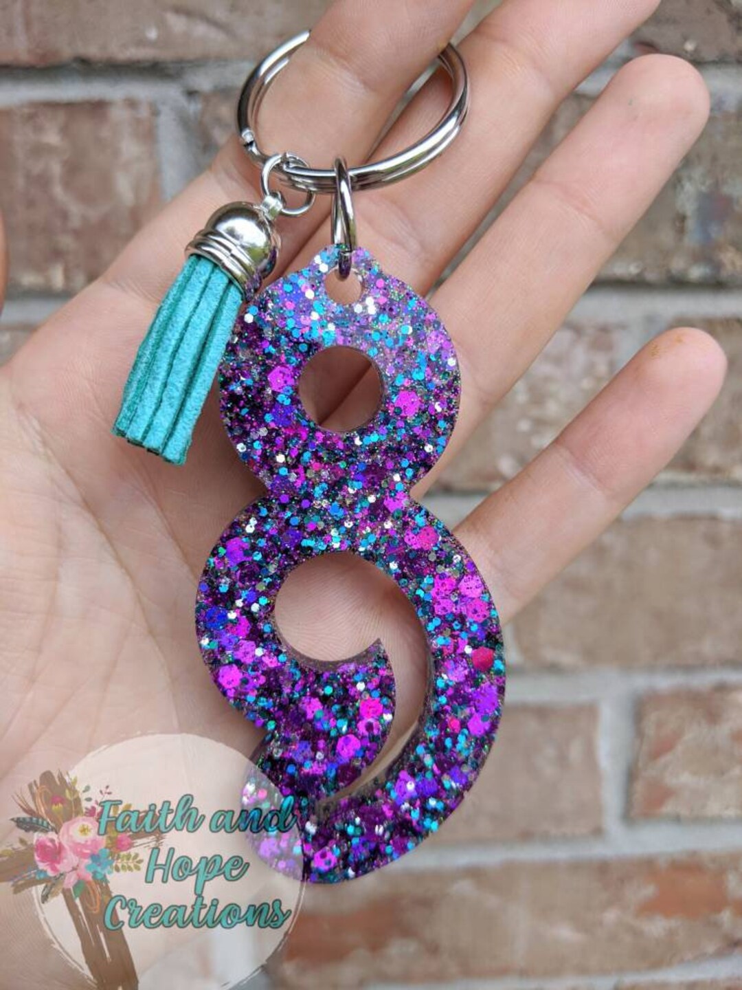 Semicolon Glitter Keychain - Etsy