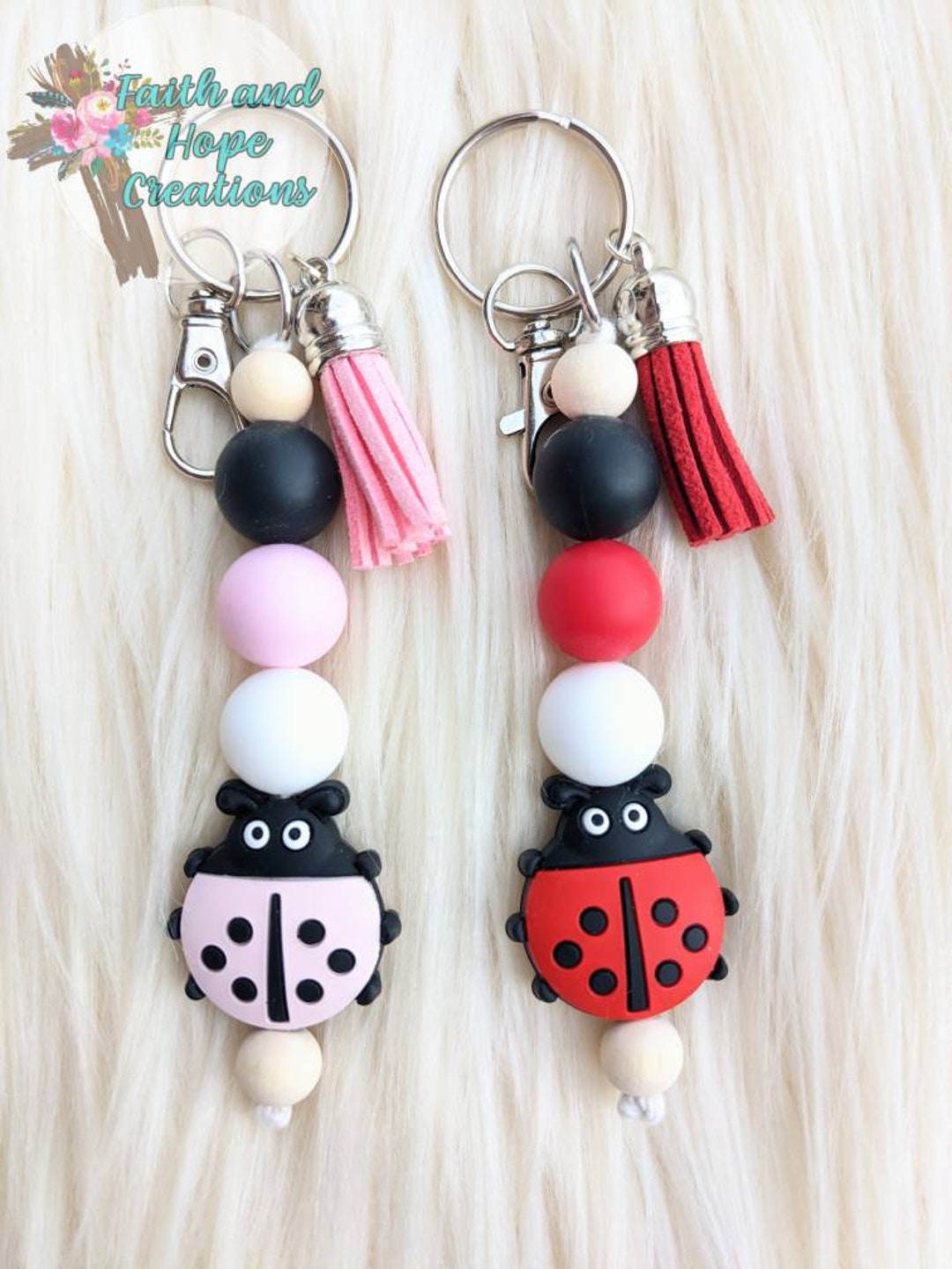 Beaded Ladybug Keychain, Beaded Keychain Animal, Beaded Keychain ...