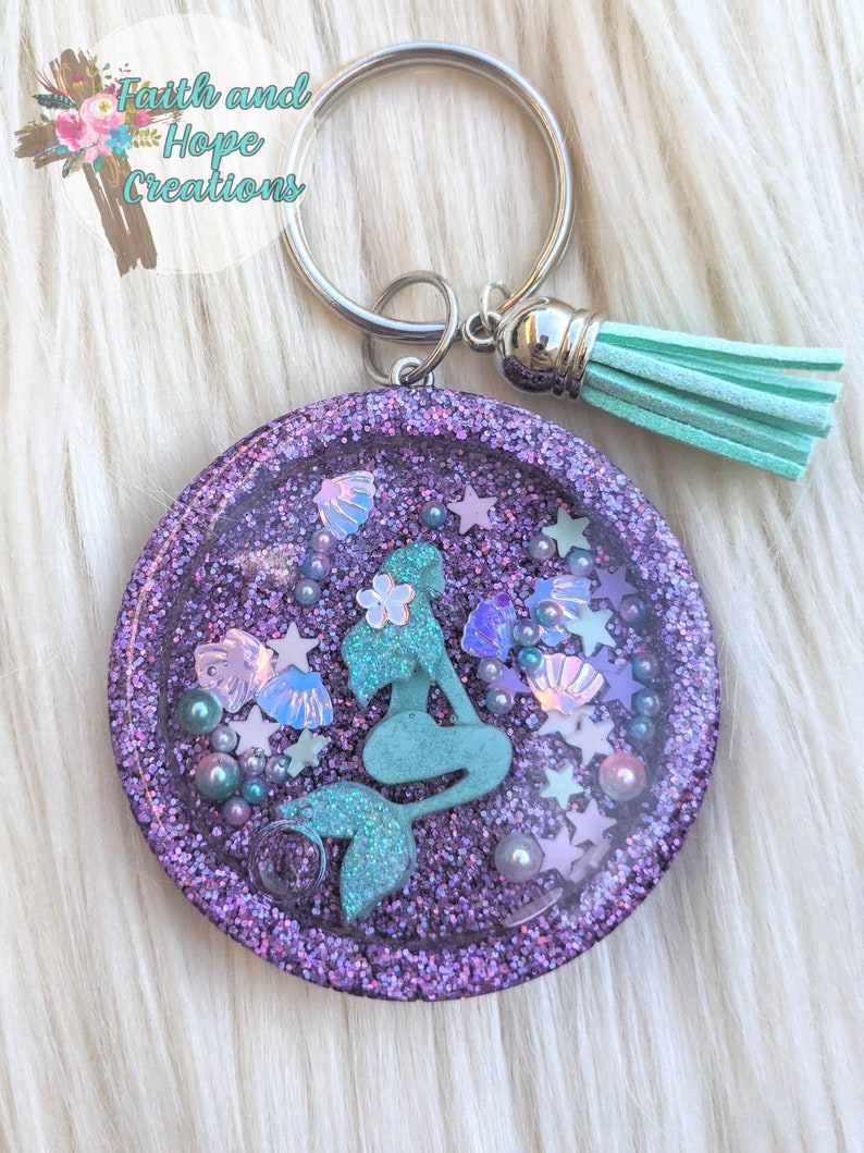 Mermaid Theme Shaker Keychain - Etsy