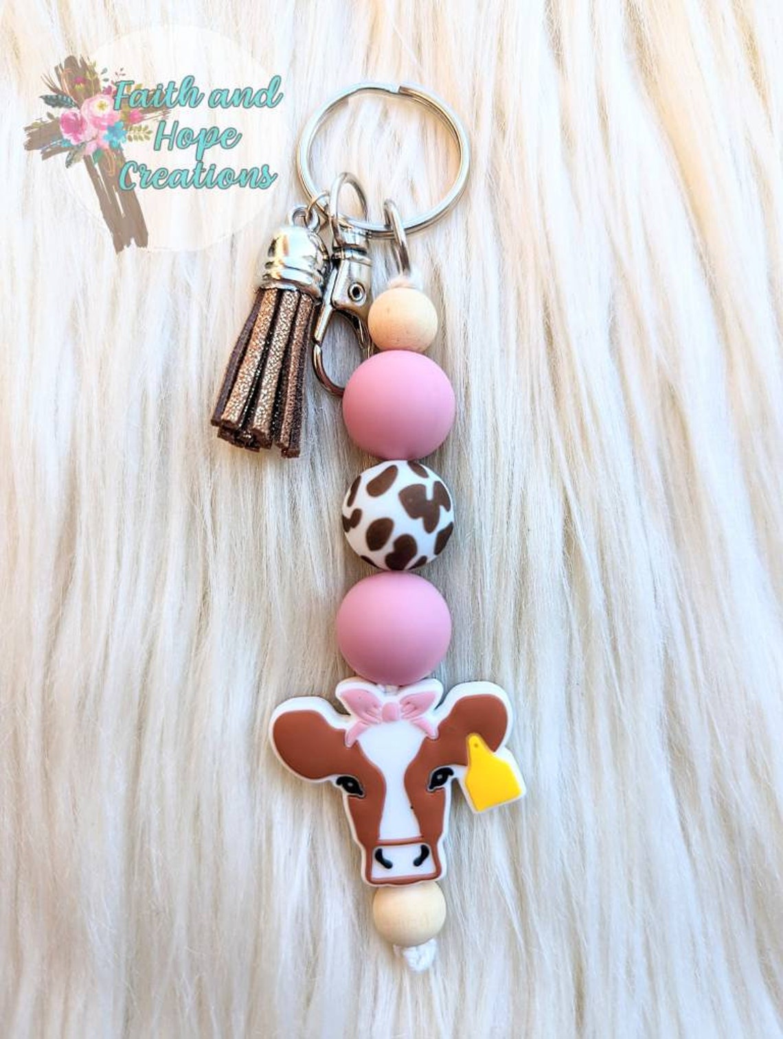 Beaded Cow Keychain Beaded Keychain Animal Beaded Keychain - Etsy