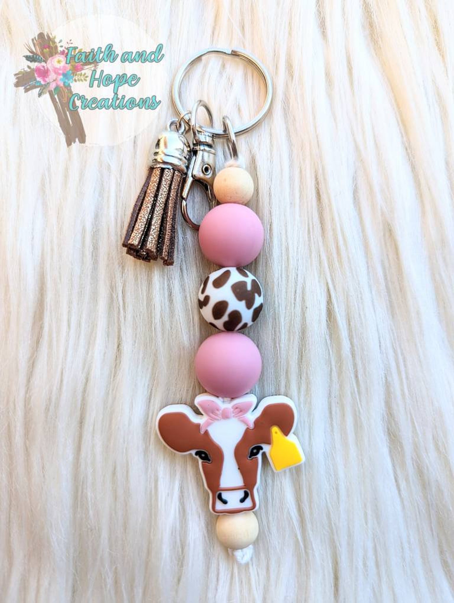 Beaded Cow Keychain Beaded Keychain Animal Beaded Keychain - Etsy