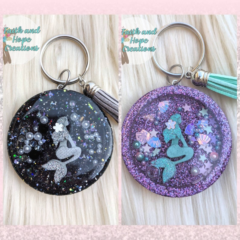 Mermaid Theme Shaker Keychain - Etsy