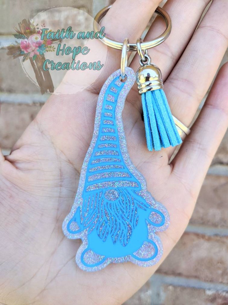 Glitter Gnome Keychain - Etsy