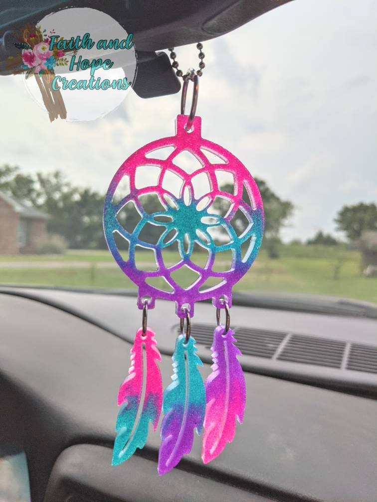Glitter Resin Rearview Mirror Dreamcatcher/suncatcher - Etsy