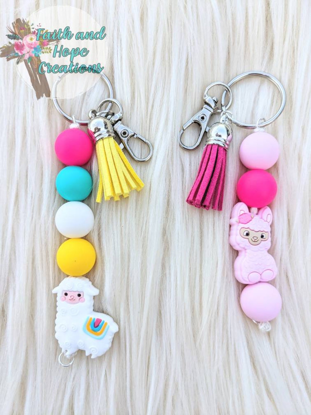 Beaded Llama Keychain, Beaded Keychain Animal, Beaded Keychain Silicone ...