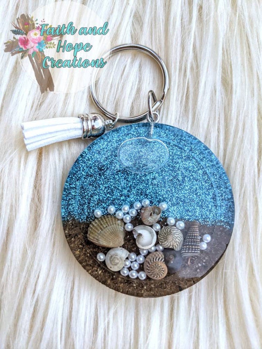 Beach Theme Shaker Keychain - Etsy