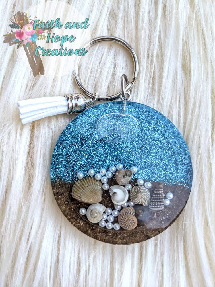 Beach Theme Shaker Keychain - Etsy