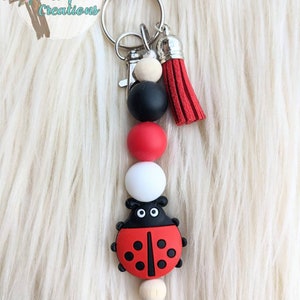 Beaded Ladybug Keychain, Beaded Keychain Animal, Beaded Keychain ...