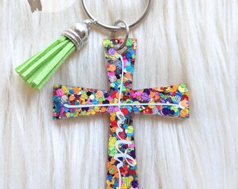 Purple Faith Cross Keychain | Etsy