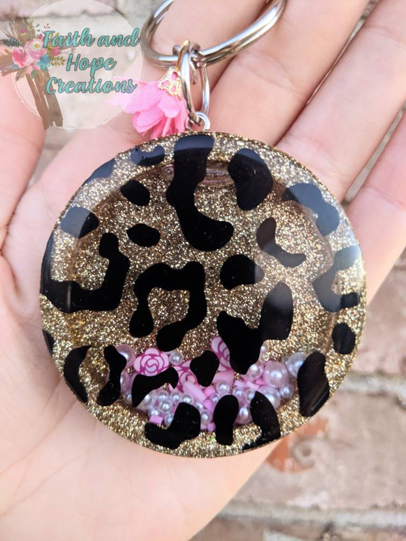 Cheetah print shaker keychain | Etsy