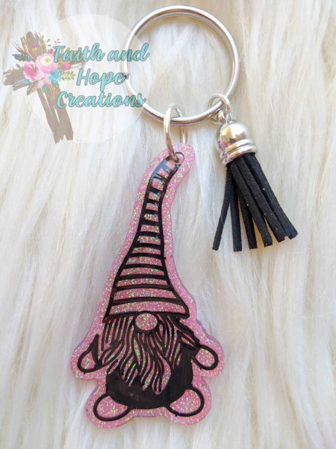 Glitter Gnome Keychain - Etsy