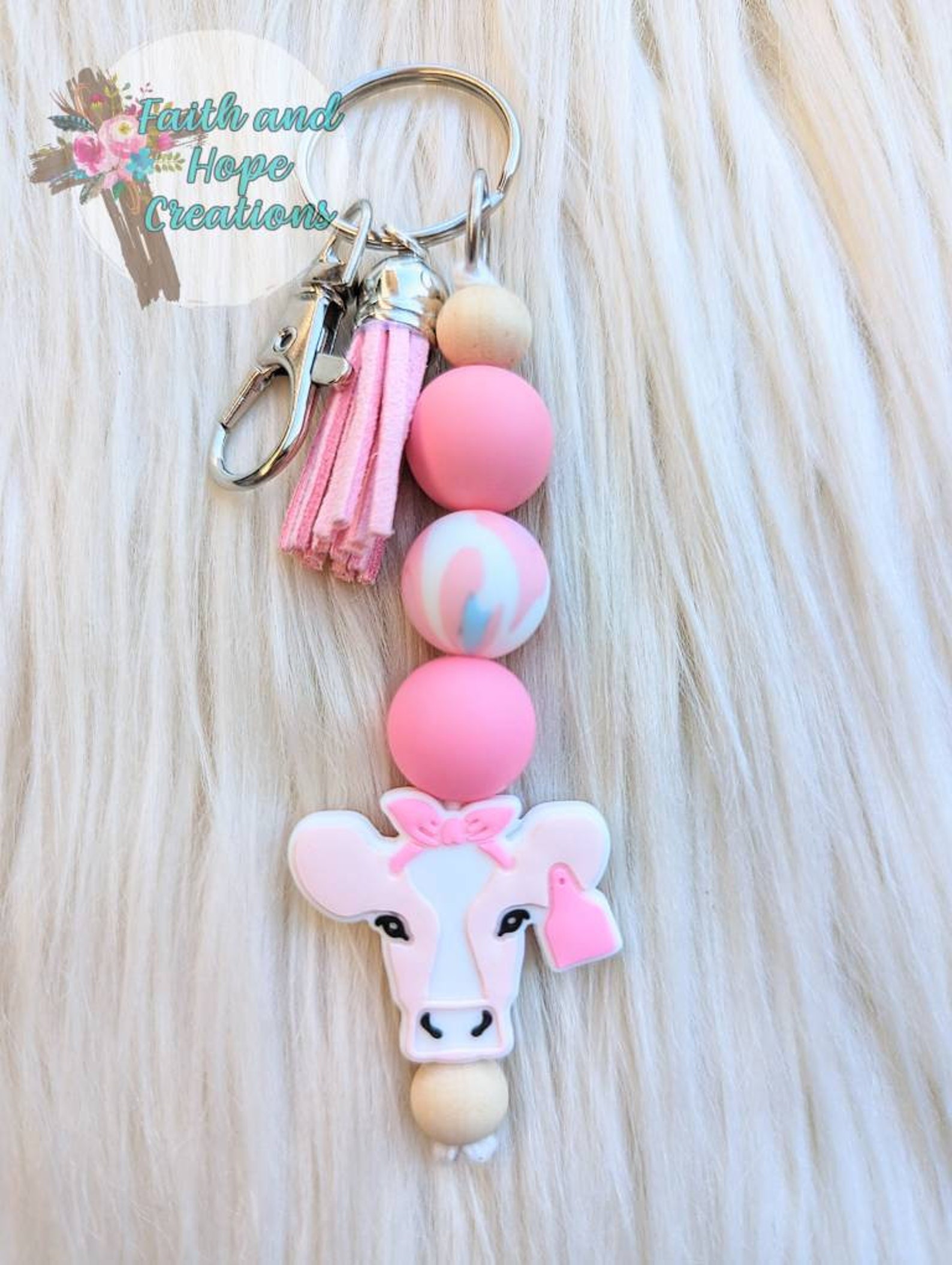 Beaded Cow Keychain Beaded Keychain Animal Beaded Keychain - Etsy