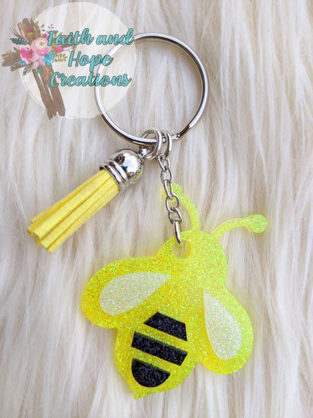 Bumble Bee Glitter Keychain - Etsy