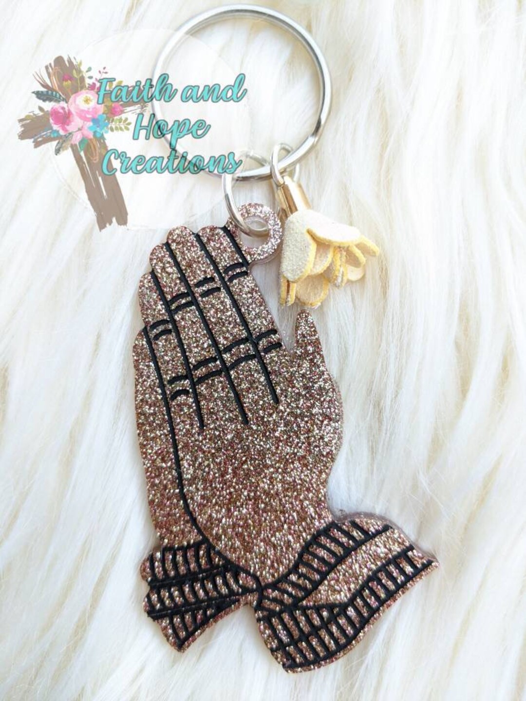 Praying Hands Glitter Keychain - Etsy