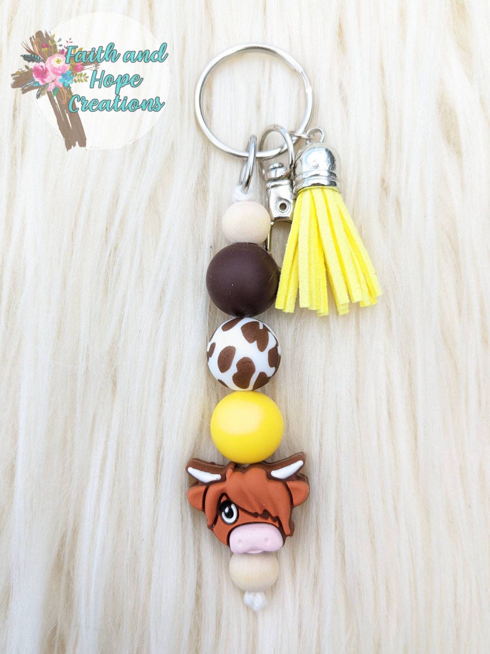 Beaded Cow Keychain, Beaded Keychain Animal, Beaded Keychain Silicone ...