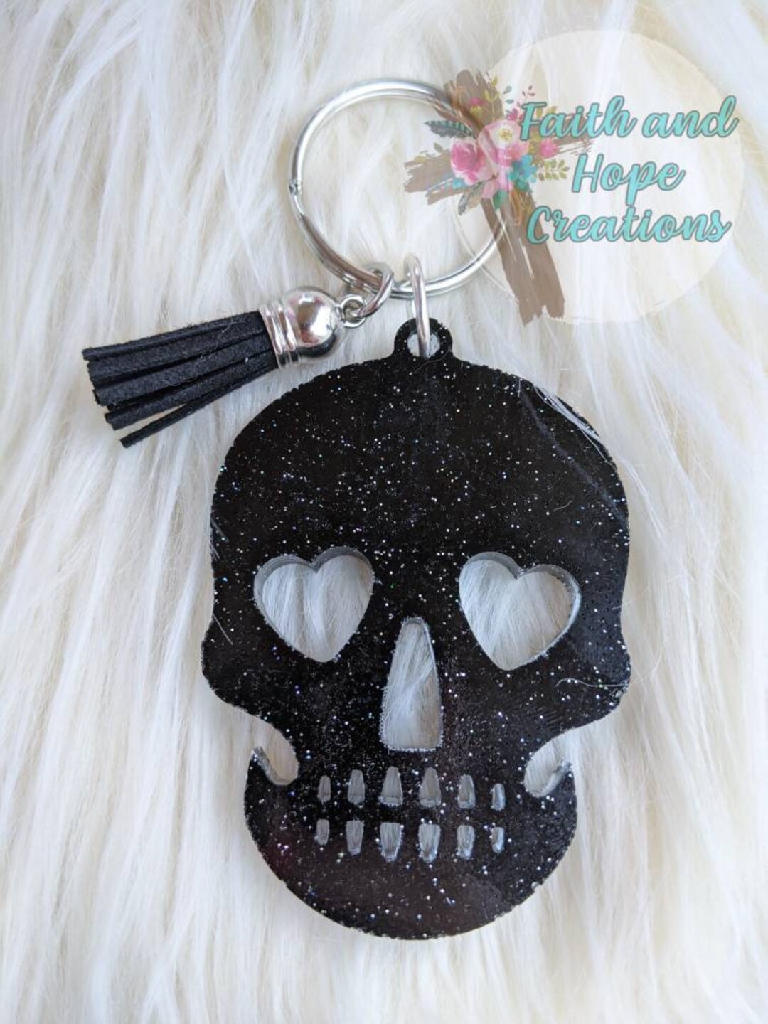 Glitter Skull Keychain - Etsy