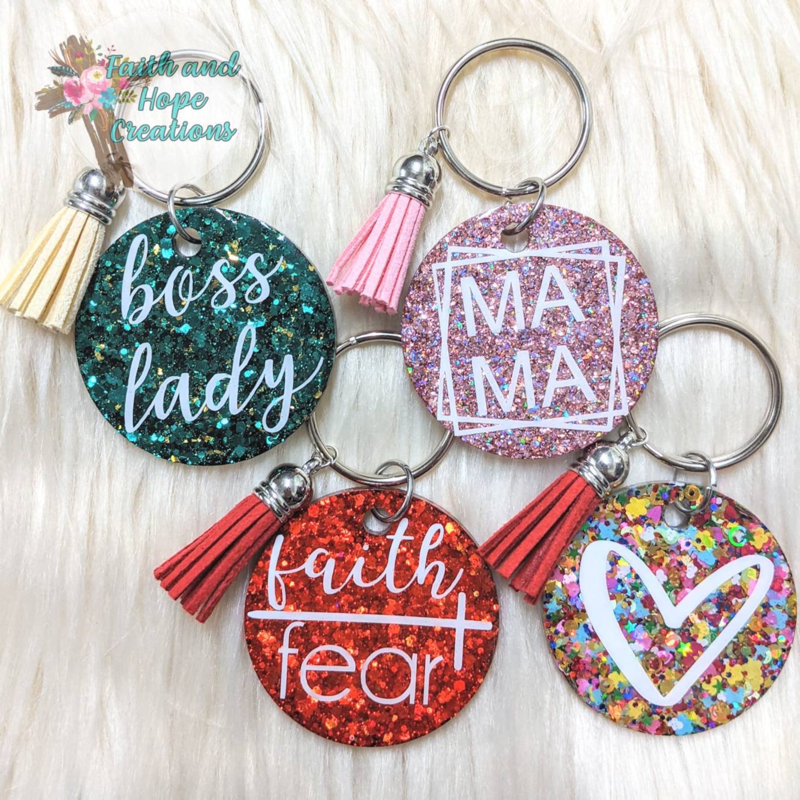 Decorative Glitter Keychain - Etsy