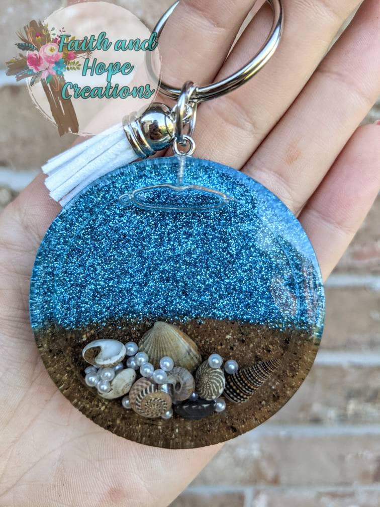 Beach Theme Shaker Keychain - Etsy