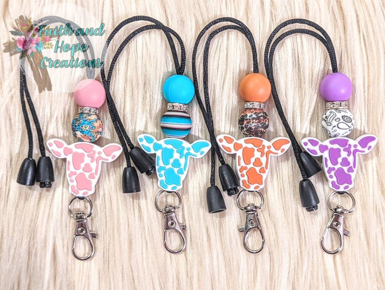 Beaded Cow Freshie Lanyard Freshie Hanger Car Charm Car - Etsy