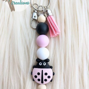 Beaded Ladybug Keychain, Beaded Keychain Animal, Beaded Keychain ...