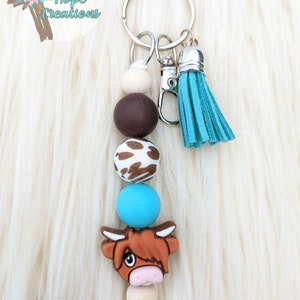 Beaded Cow Keychain, Beaded Keychain Animal, Beaded Keychain Silicone ...