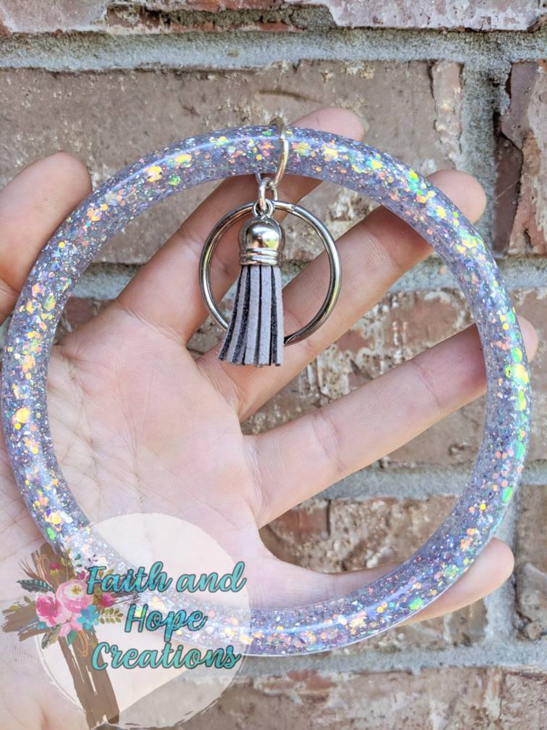 Glitter Keychain Bangle, Keychain Bracelet, Bangle Key Ring, Gifts for ...