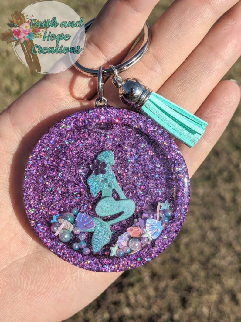 Mermaid Theme Shaker Keychain - Etsy