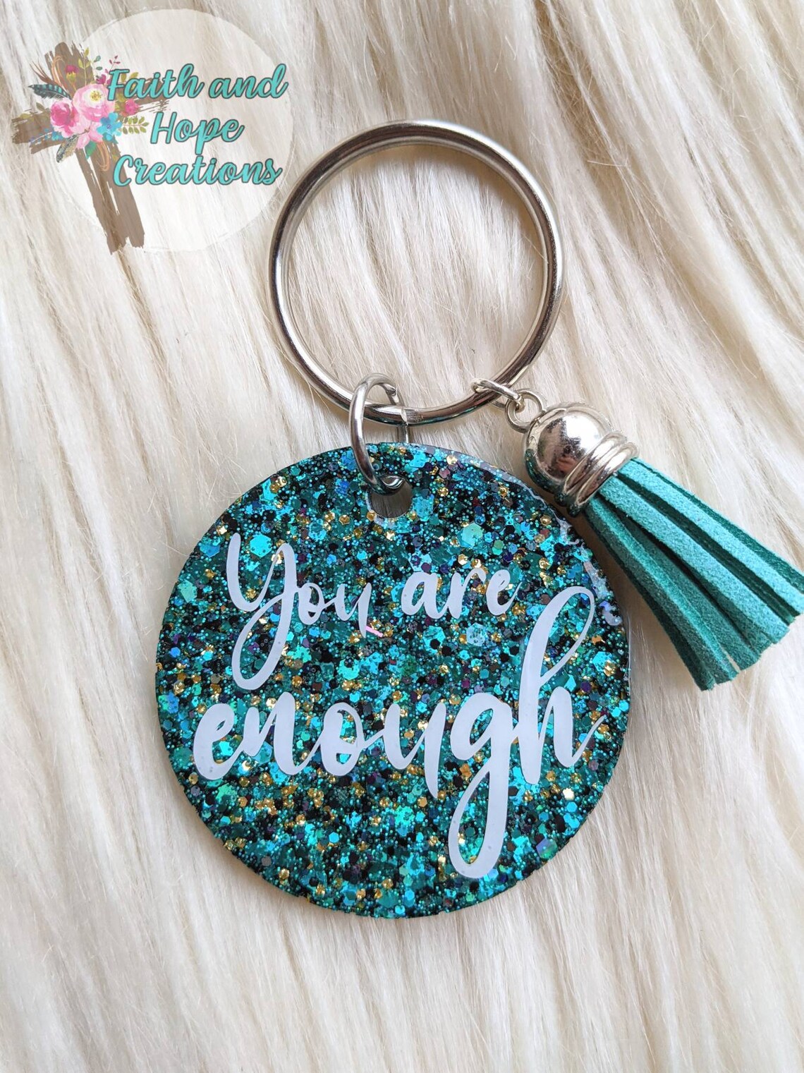 You Are Enough Glitter Keychain - Etsy