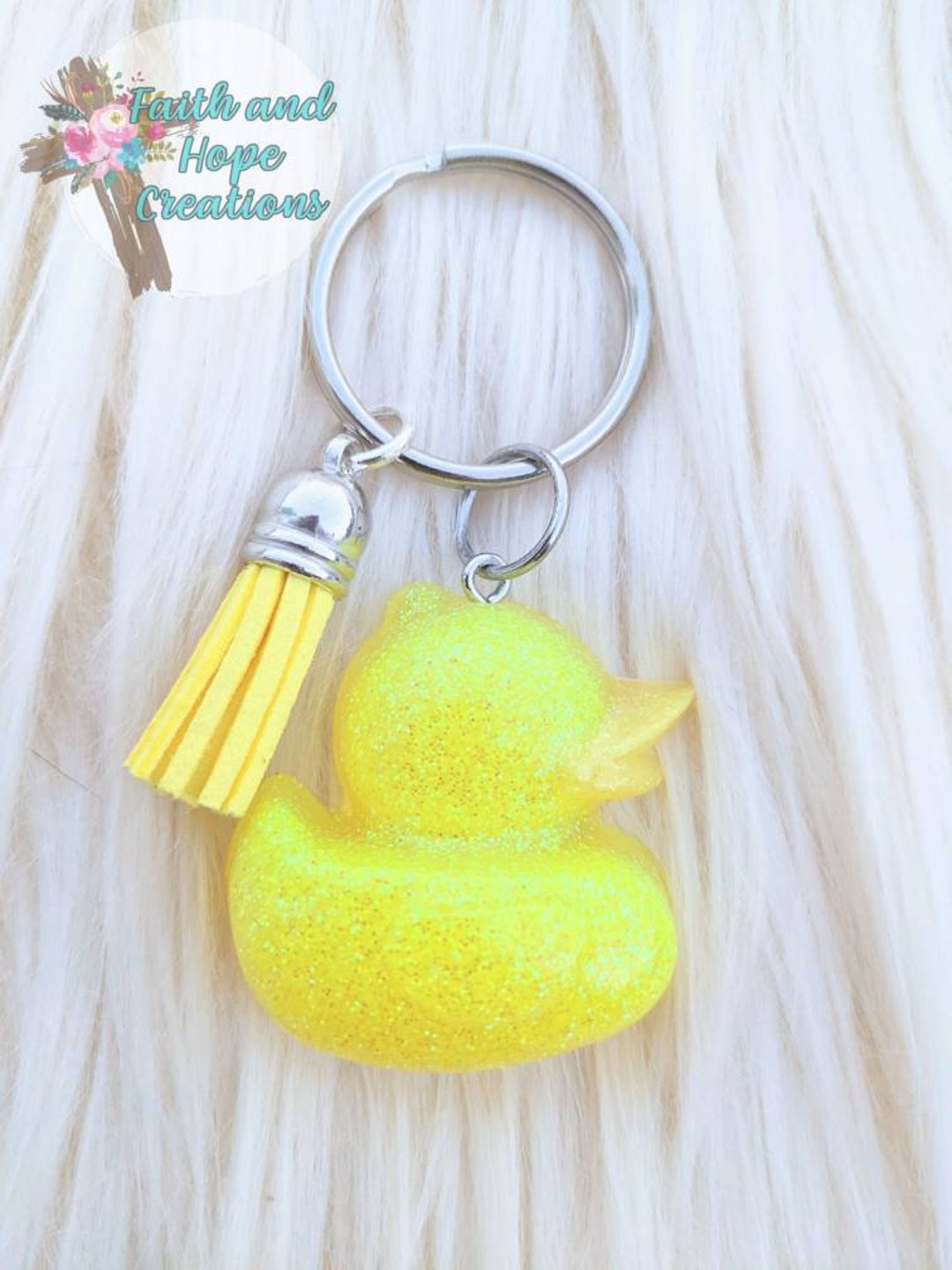 Duckie Glitter Keychain - Etsy