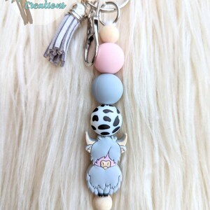 Beaded Highland Cow Keychain, Beaded Keychain Animal, Beaded Keychain ...