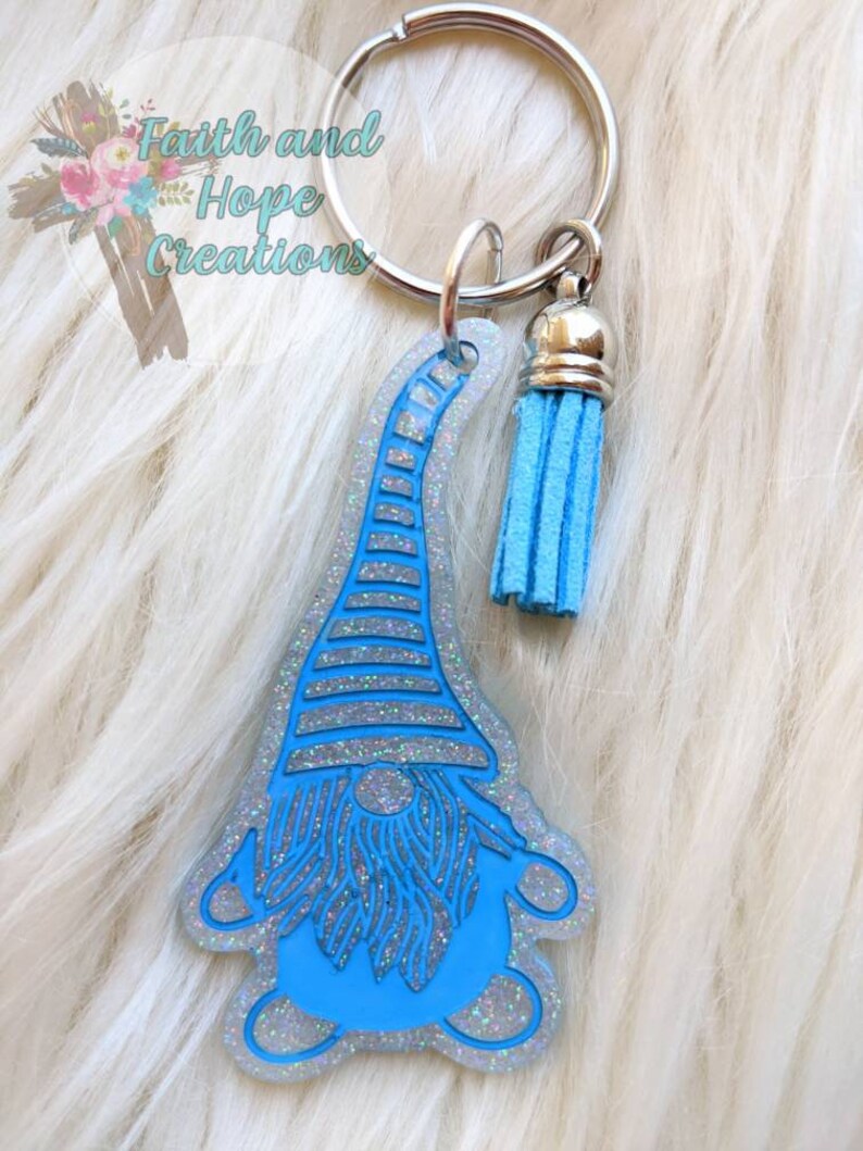 Glitter Gnome Keychain - Etsy