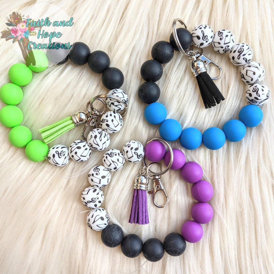 Beaded Music Inspired Keychain Bracelet - Etsy