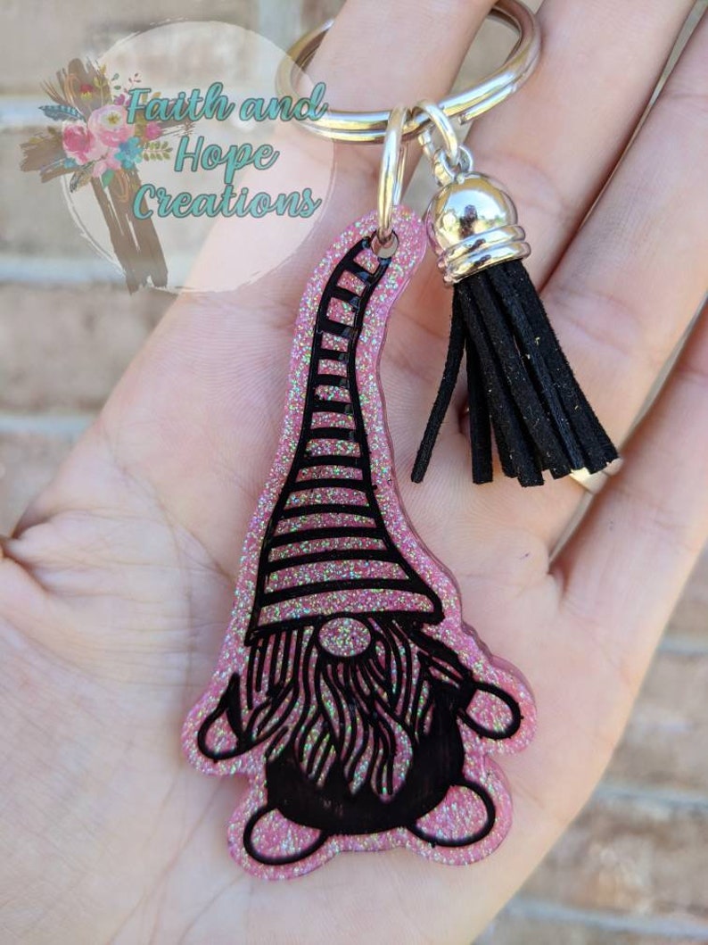 Glitter Gnome Keychain - Etsy
