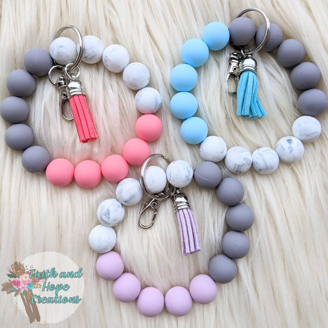 Beaded Marble Inspired Keychain Bracelet - Etsy