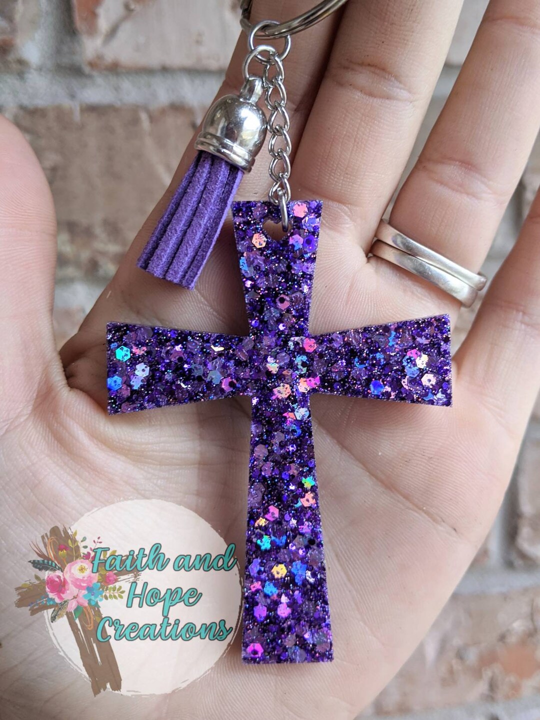 Purple Cross Keychain - Etsy