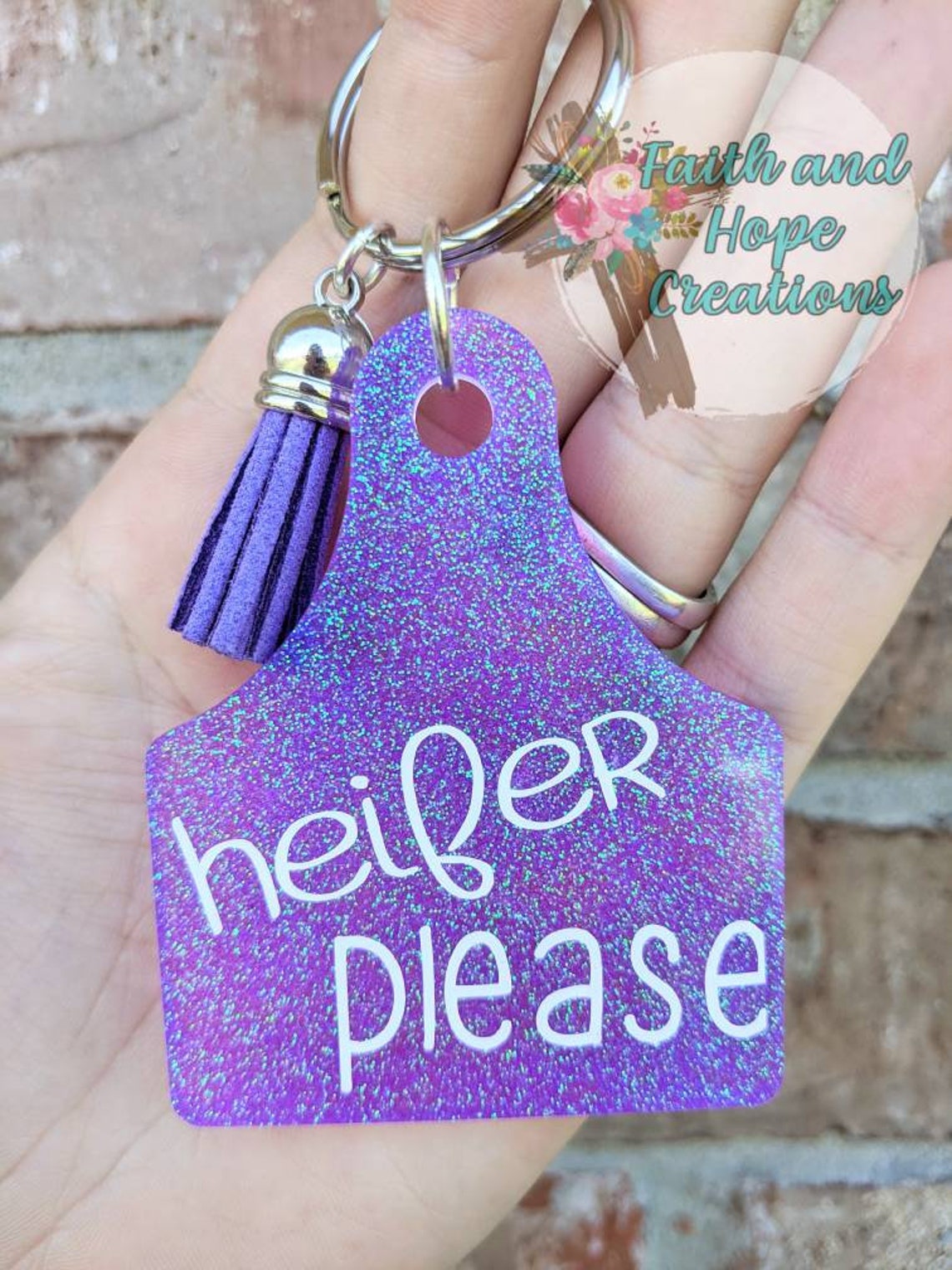 Heifer Please Ear Tag Keychain - Etsy