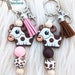 Beaded Cow Keychain, Beaded Keychain Animal, Beaded Keychain Silicone ...