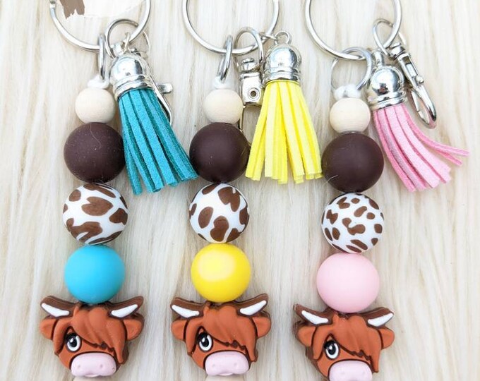 Beaded Cow Keychain Beaded Keychain Animal Beaded Keychain - Etsy