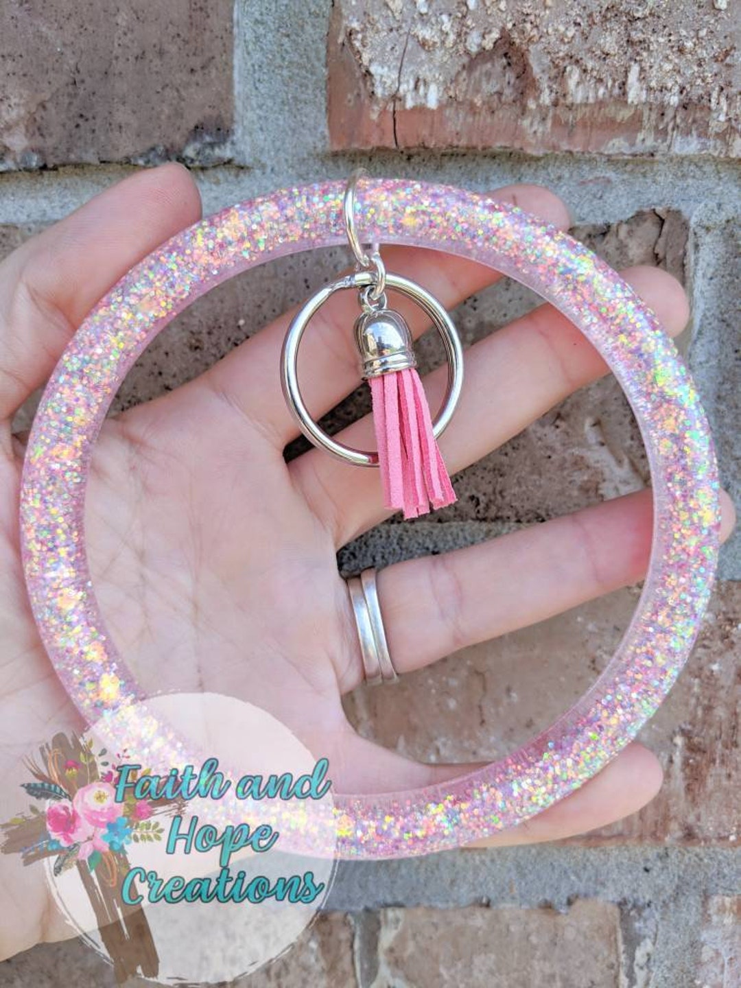 Glitter Resin Keychain Bangle - Etsy