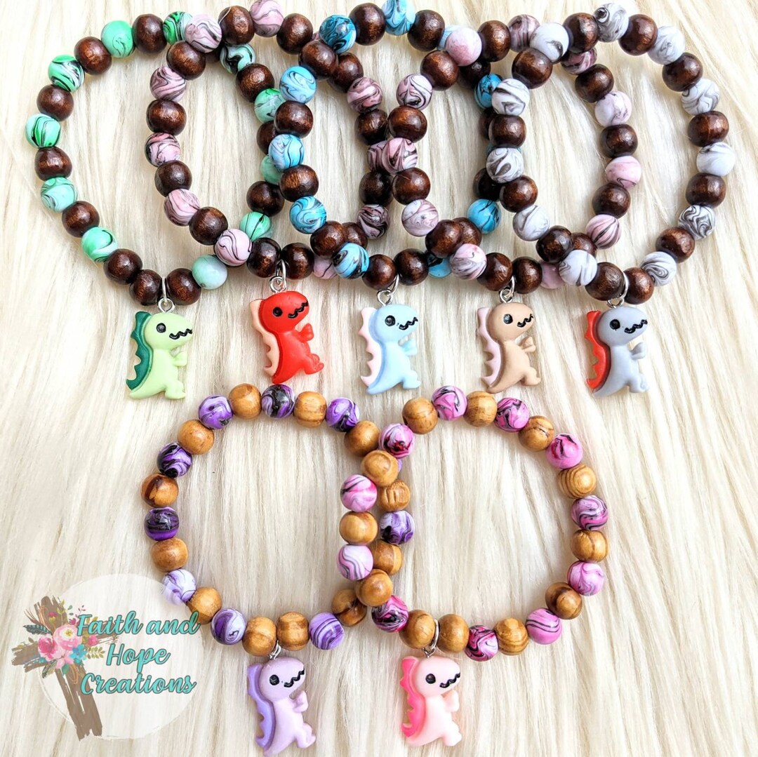 Beaded Dinosaur Kids Bracelets - Etsy