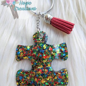 Puzzle Piece Glitter Keychain - Etsy
