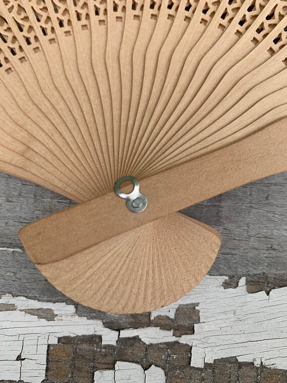 Wood hand fan natural folding decorative unfinished b… - Gem