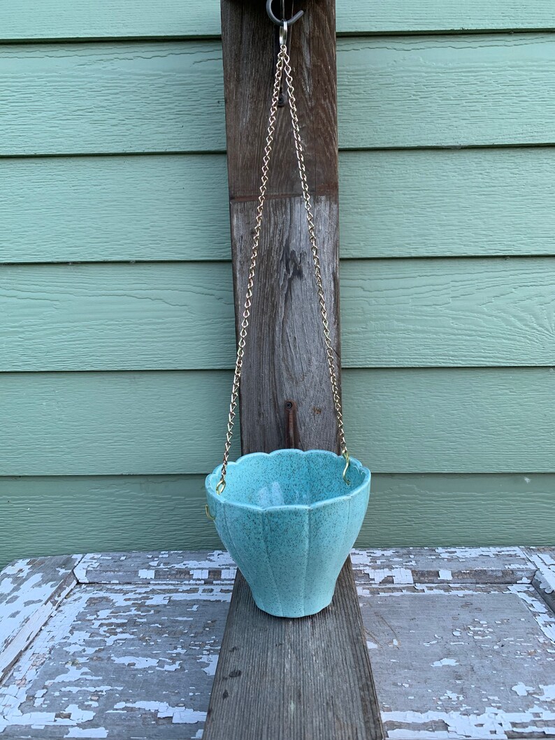 Red Wing Hanging Planter Pottery Pot and Vintage Zephyr Blue Bowl ...