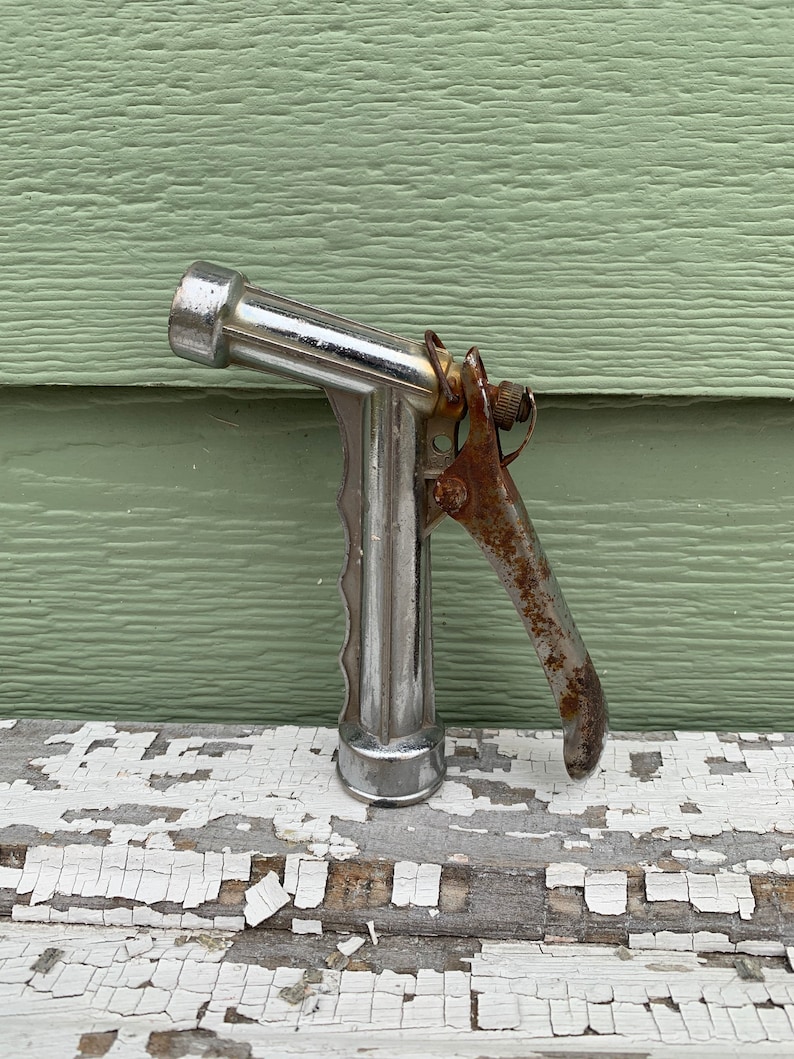 Pistolet d'arrosage, buse, pulvérisateur vintage, jardin, argent, main ...