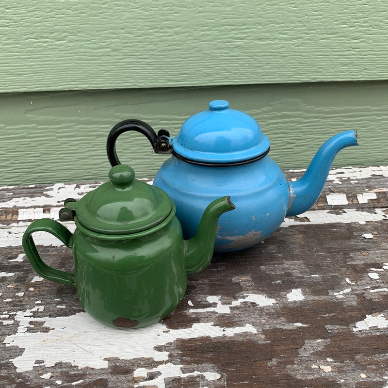 Blue Enamel Teapot - Etsy