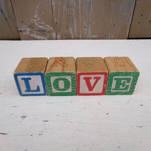 Love Blocks Word Toy Wood Letters Vintage Alphabet Set Wooden Block ...