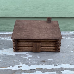 ONE Log Cabin Box Container Folk Art Wood Wooden Jewelry Trinket ...