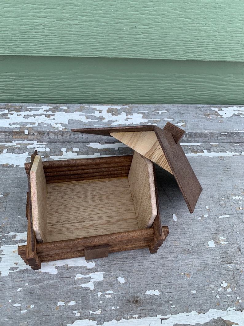 ONE Log Cabin Box Container Folk Art Wood Wooden Jewelry - Etsy
